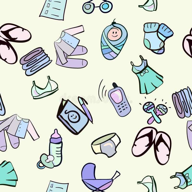 Family seamless pattern stock illustration. Illustration of accessories ...