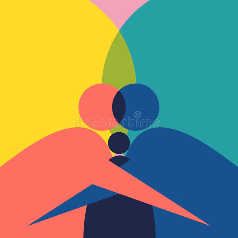 Human Shapes Hugging Together. Concept of a Happy Family Stock Vector ...