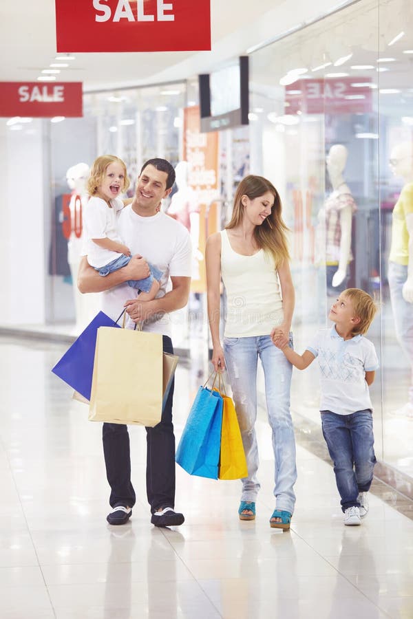Family with Kids Shopping in Mall Stock Image - Image of centre, people ...