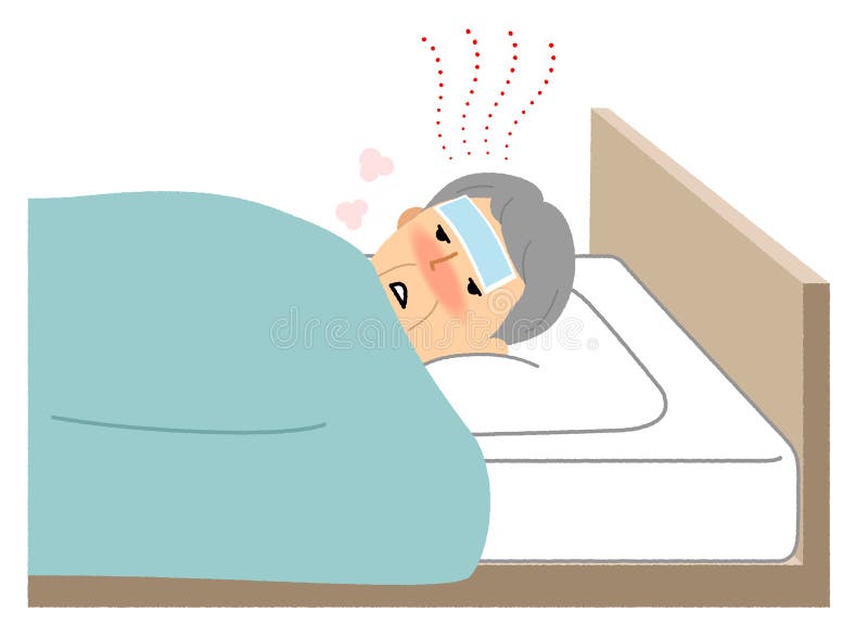 Elderly man in poor health stock vector. Illustration of fever - 176333583