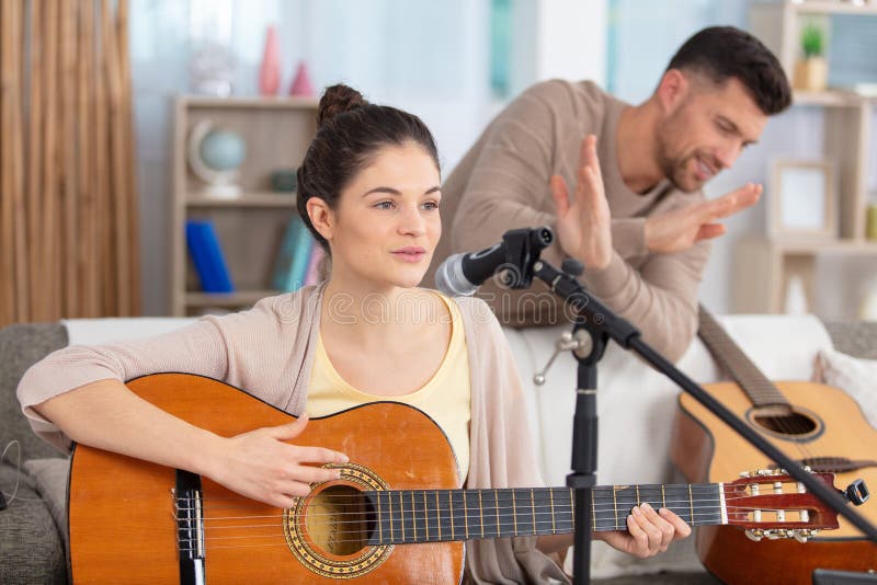 Family Singing and Playing Music at Home Stock Photo - Image of excited ...