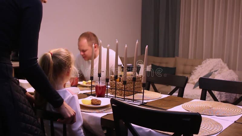 The Family Sits at the Dinner Table Stock Video - Video of cafe ...