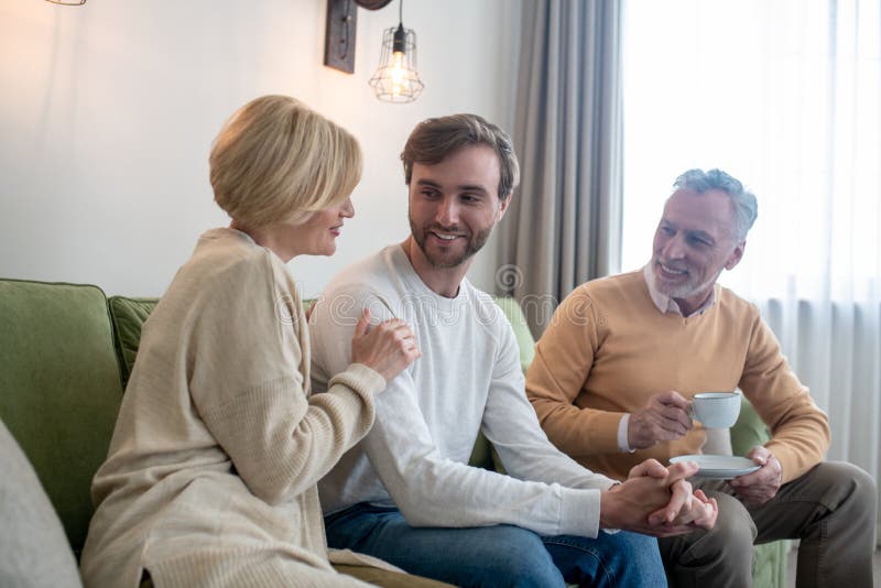 Family Sitting Together and Talking Stock Image - Image of weekend ...