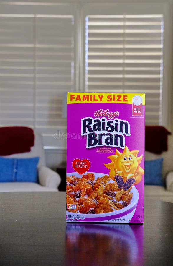 Family Size Raisin Bran editorial stock photo. Image of heart - 221445343