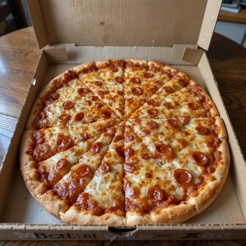 Family-sized Pizza Box Open on a Table Stock Illustration ...
