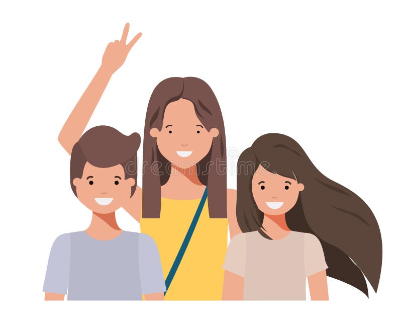 Family Smiling and Waving Avatar Character Stock Vector - Illustration ...