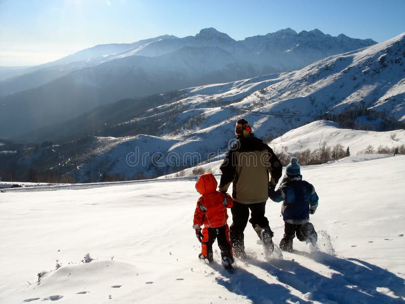 Family snow stock image. Image of colorful, chill, walkway - 1839407