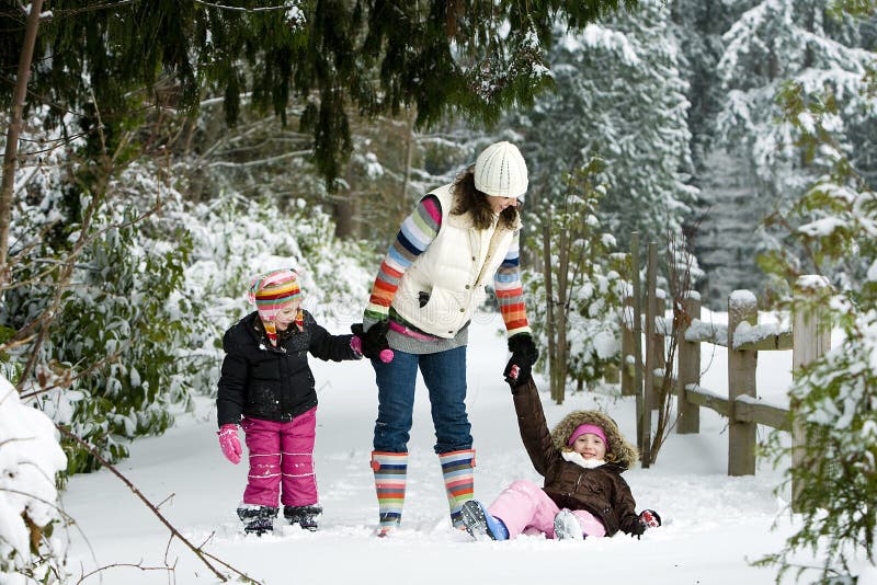Family in snow stock photo. Image of play, winter, support - 18790966