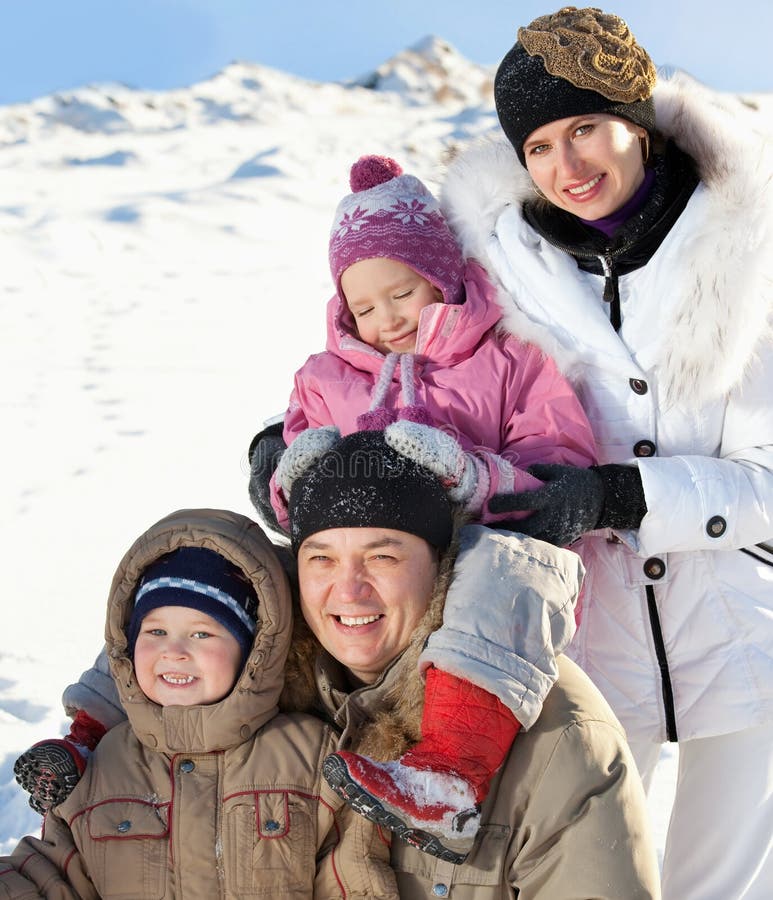 Family on snow stock image. Image of people, kids, portrait - 45048425