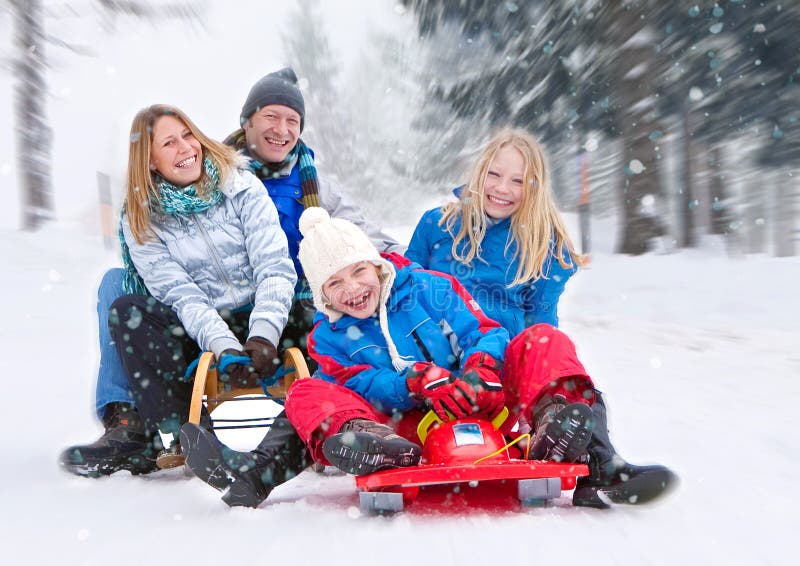 Family-snow-fun 01 stock photo. Image of sisters, children - 15384982