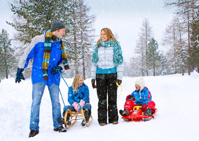 Family-snow-fun 06 stock photo. Image of sisters, security - 15385516