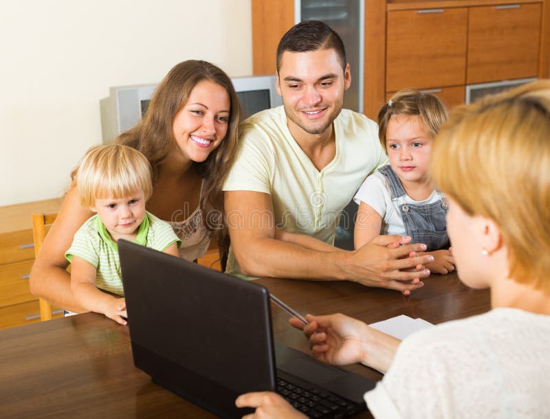 Family with social worker stock photo. Image of contract - 44644490