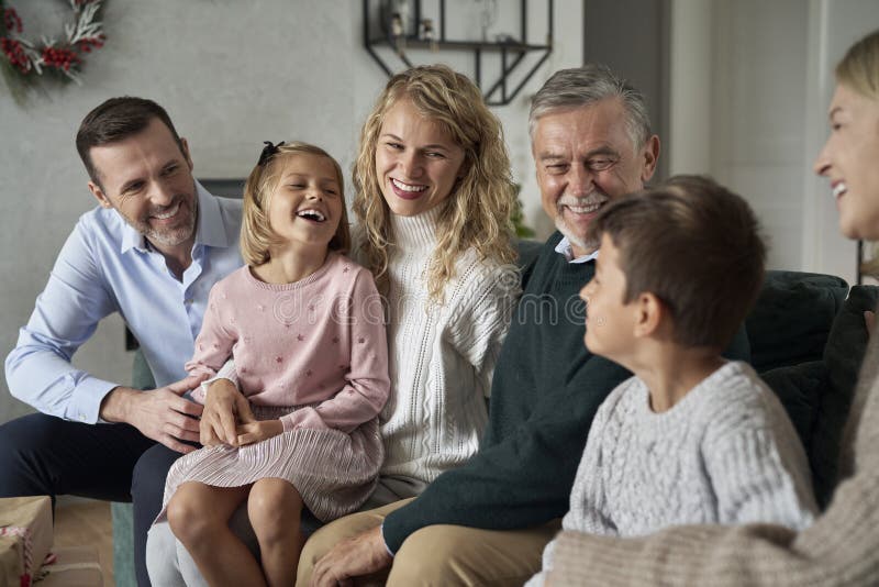 Family Spending Christmas Together at Home Stock Photo - Image of ...
