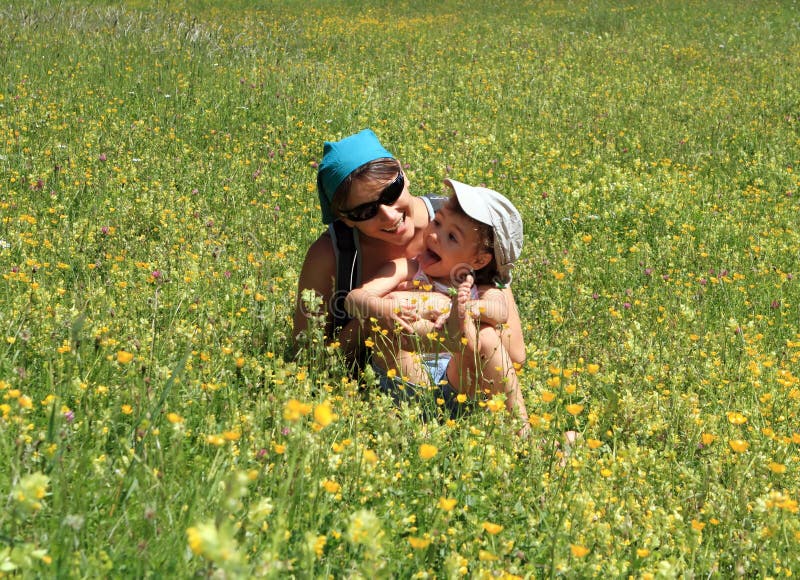 Family in spring stock image. Image of playing, alpine - 28940263