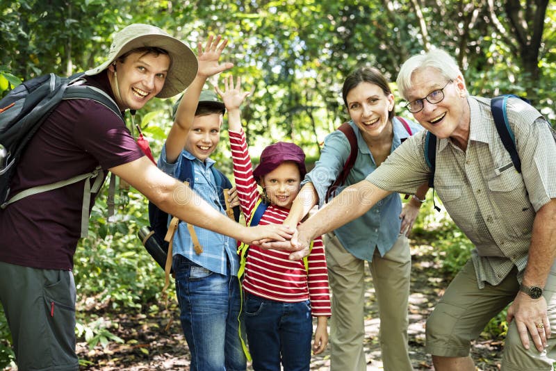 Family Stacking Hands As a Team Stock Photo - Image of interaction ...