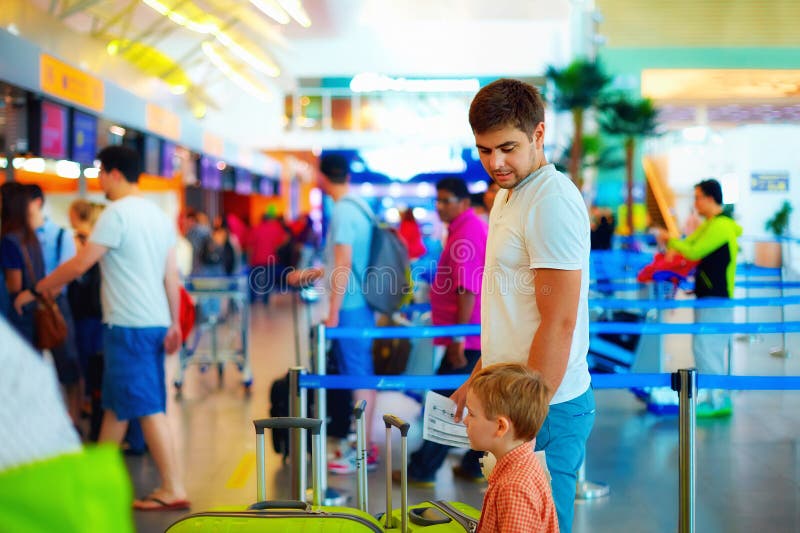 Family Standing in Queue at Passport Control Check in International ...