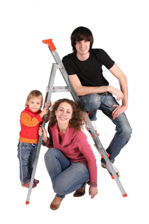 Family on step-ladder stock image. Image of females, mother - 3544199
