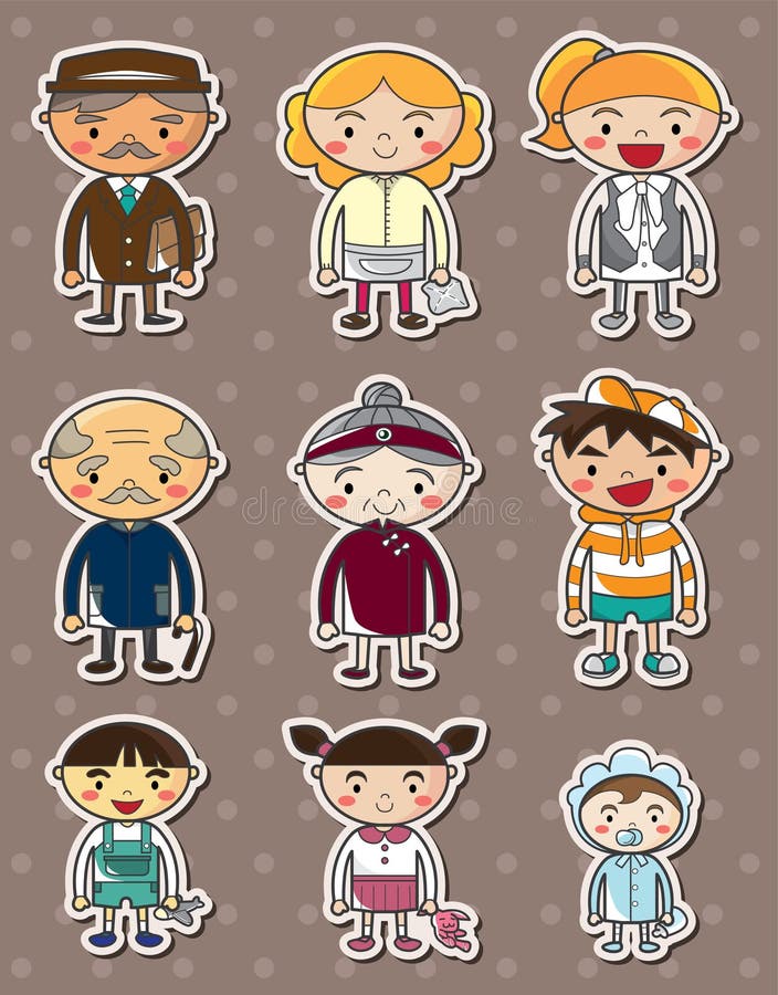 Family stickers stock vector. Illustration of granddaughter - 24538234