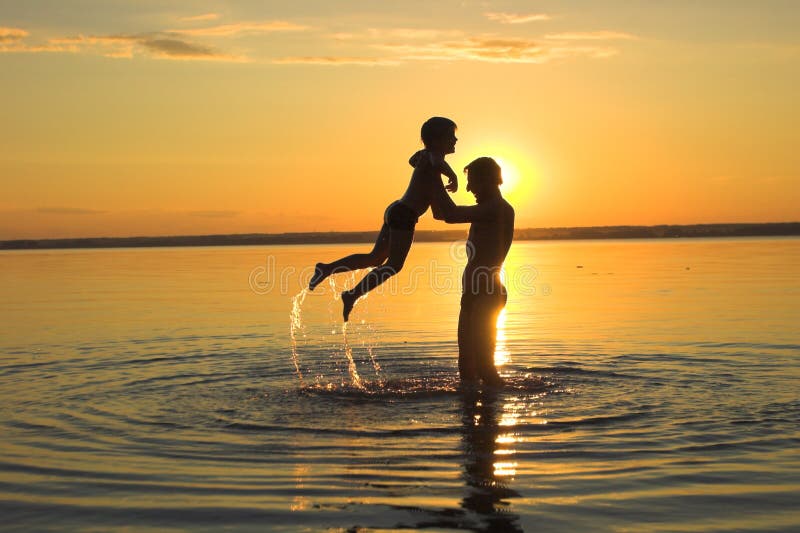 Family and sunset stock image. Image of evening, cheerful - 146019