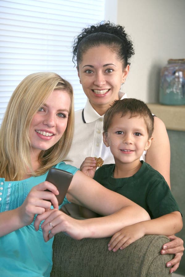 Family Texting on Cell Phone Stock Image - Image of communication, text ...