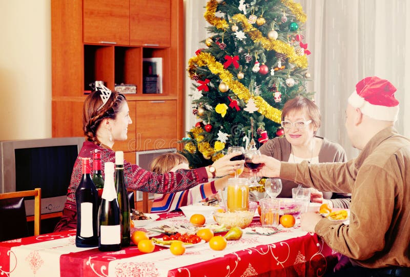 Family of Three Generations Celebrating Christmas Stock Photo - Image ...