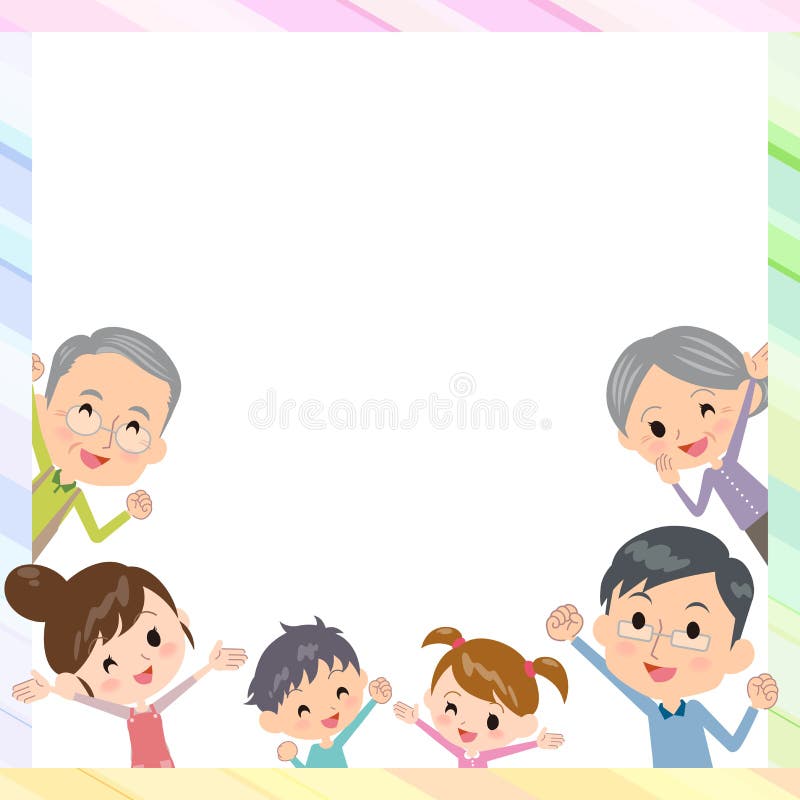 Family Three Generations Depth in Frame Stock Vector - Illustration of ...