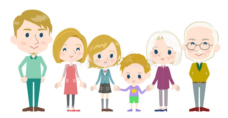 Family Three Generations White_gather in Frame Stock Vector ...