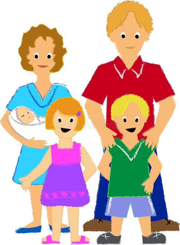 Family with Three Kids/ai stock vector. Illustration of love - 635541