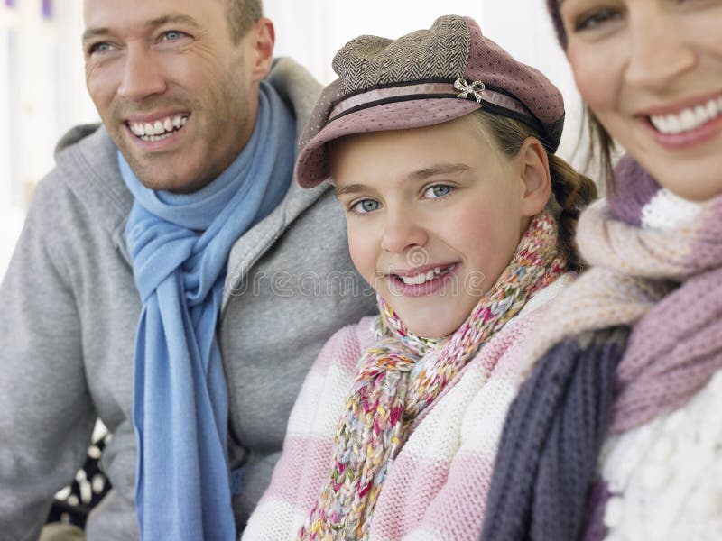 Family of Three Sitting Side by Side Stock Image - Image of plaits ...