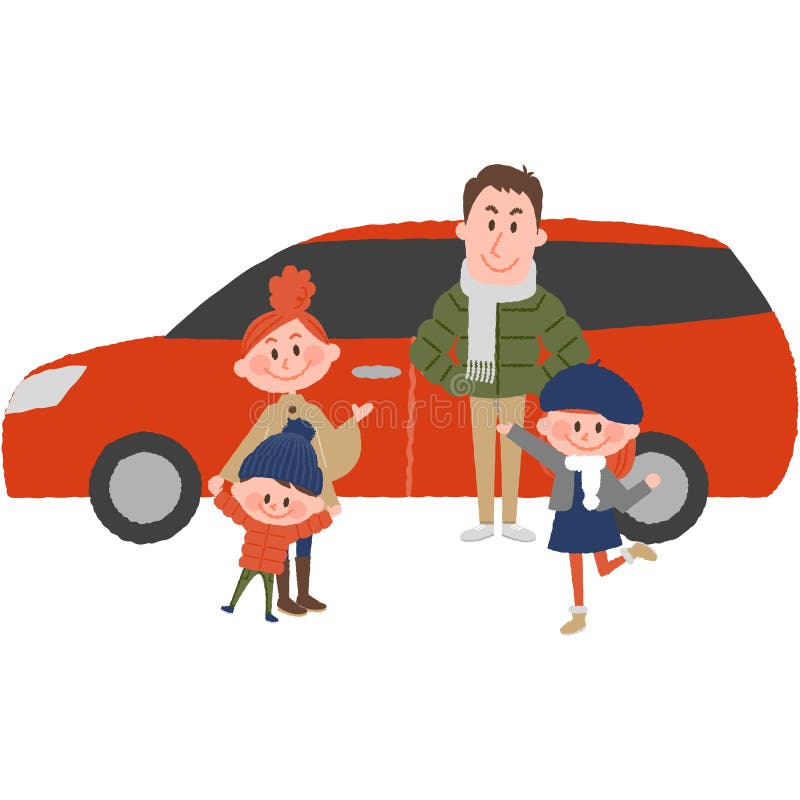 The Family To Go Out by Car Stock Vector - Illustration of winter ...