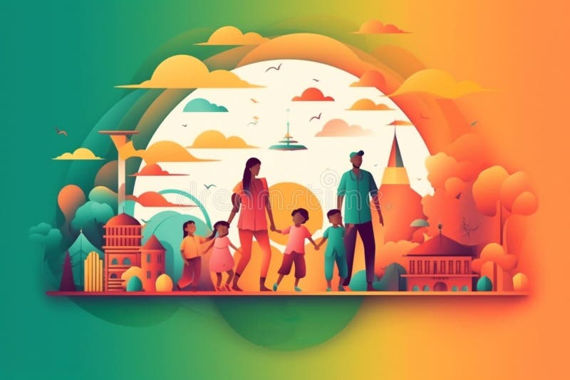Family Togetherness Concept Art. Generative AI Stock Illustration ...