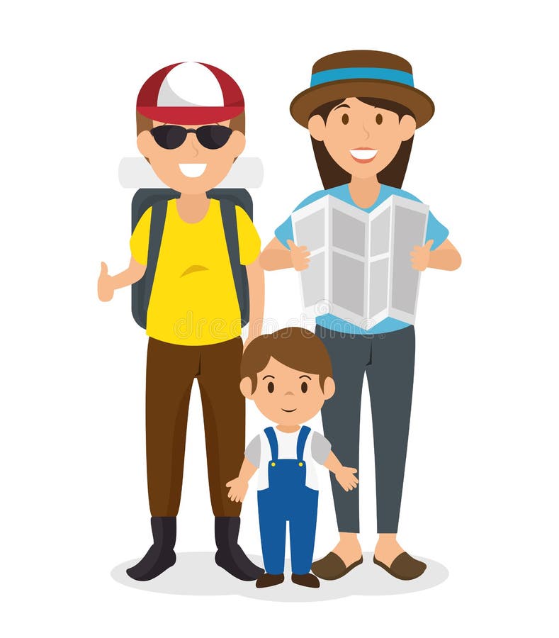 Family Tourists Avatars Characters Stock Vector - Illustration of face ...