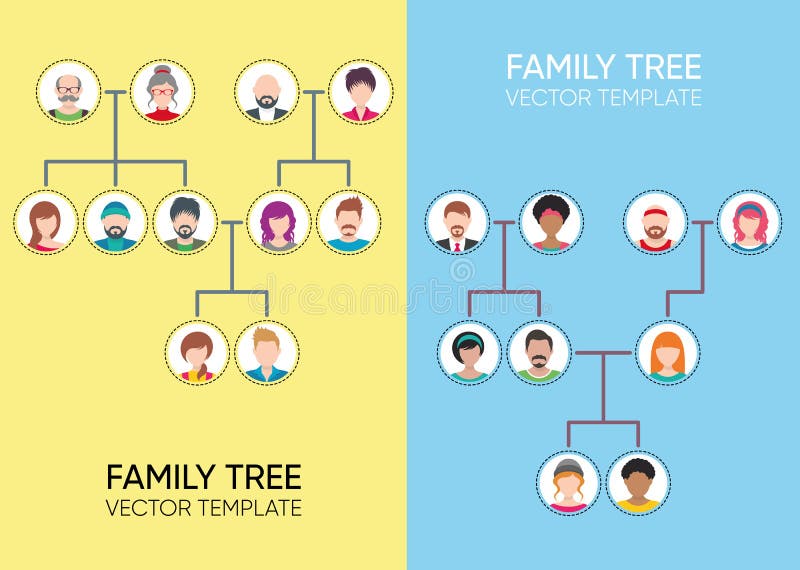Family Tree Design Templates with Avatar Icons Stock Vector ...