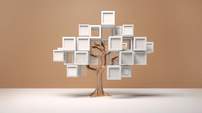 Family Tree with Empty Cells, Template. on Light Background Stock Photo ...