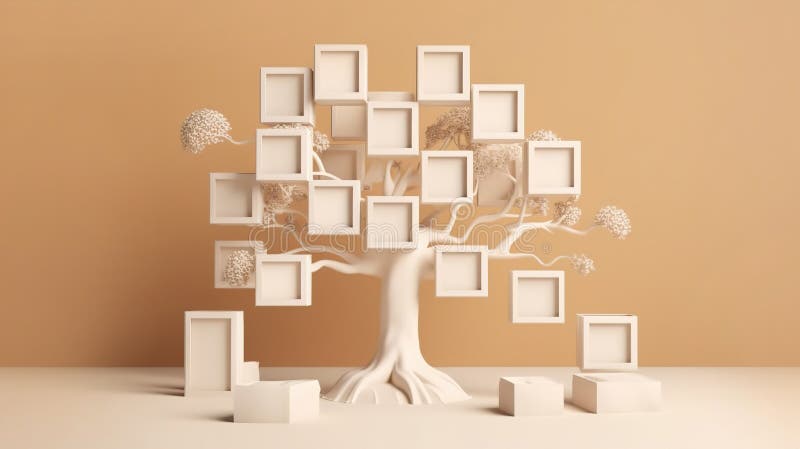 Family Tree with Empty Cells, Template. on Light Background Stock Photo ...