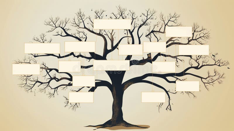 Family Tree with Empty Cells, Template. on Light Background Stock Photo ...