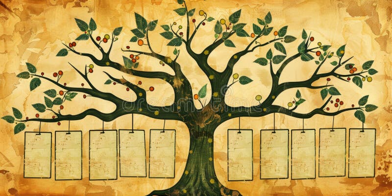 Family Tree with Empty Cells, Template. on Light Background Stock Photo ...