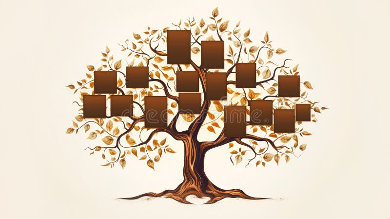 Family Tree with Empty Cells, Template on Light Background Stock ...