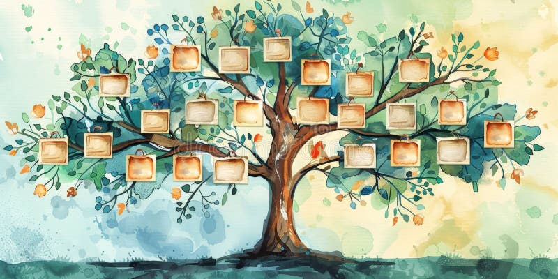 Family Tree with Empty Cells, Template. on Light Background Stock Image ...