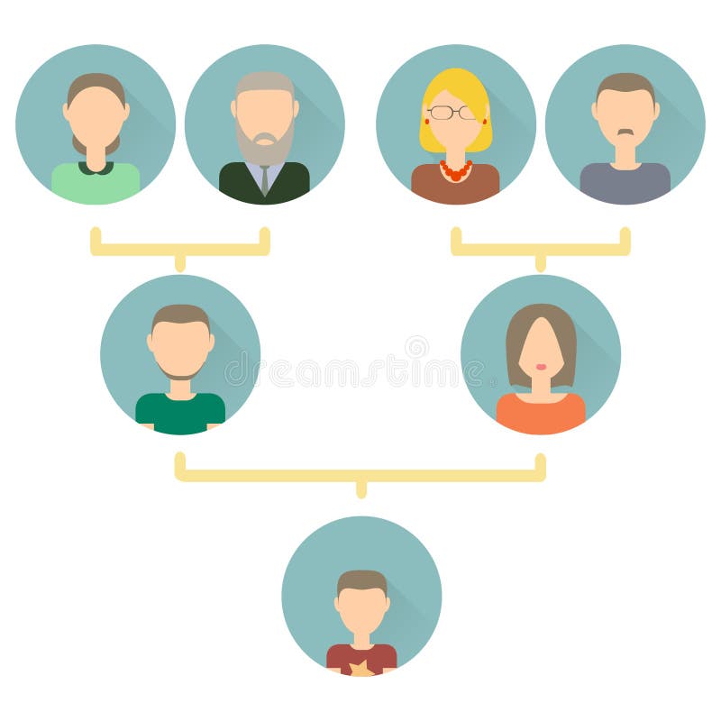 Family tree, flat icons. stock vector. Illustration of blonde - 58304647
