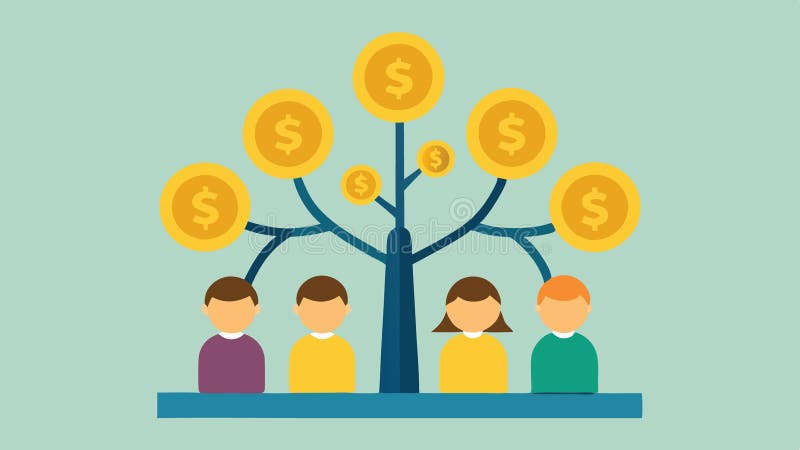 Family Tree with Growing Coins a Stylized Family Tree with Branches ...