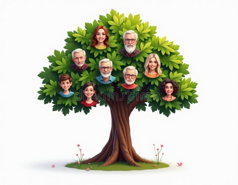 Family Tree Illustration Diverse Generations United Stock Illustration ...
