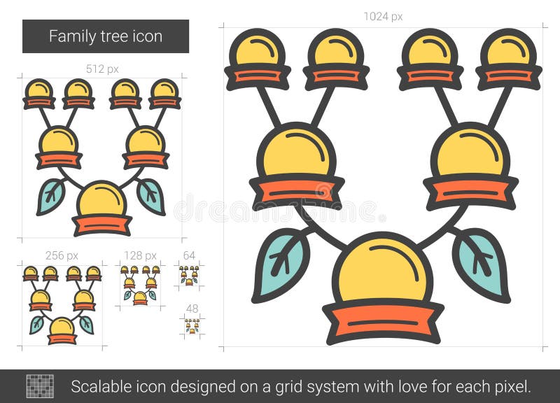 Family tree line icon. stock vector. Illustration of minimal - 95104990