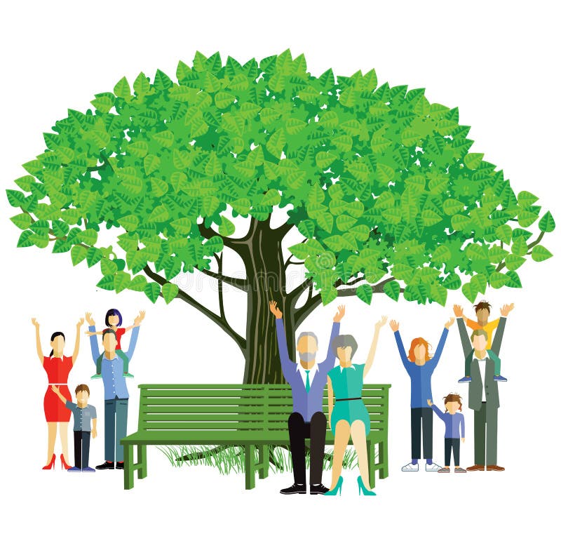 Happy Family Tree with Colorful Design Stock Vector - Illustration of ...
