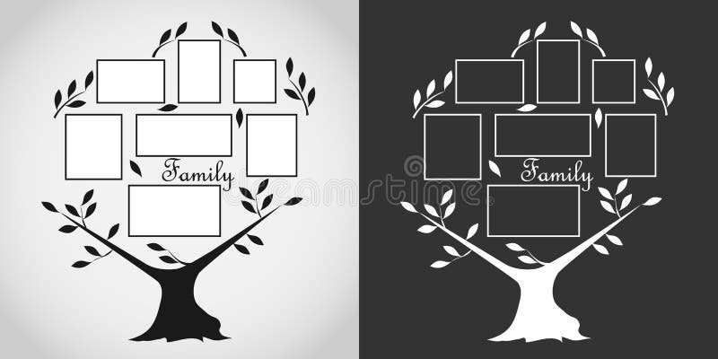 Family Tree with Portraits of Family Members. a Real Family Tree with ...