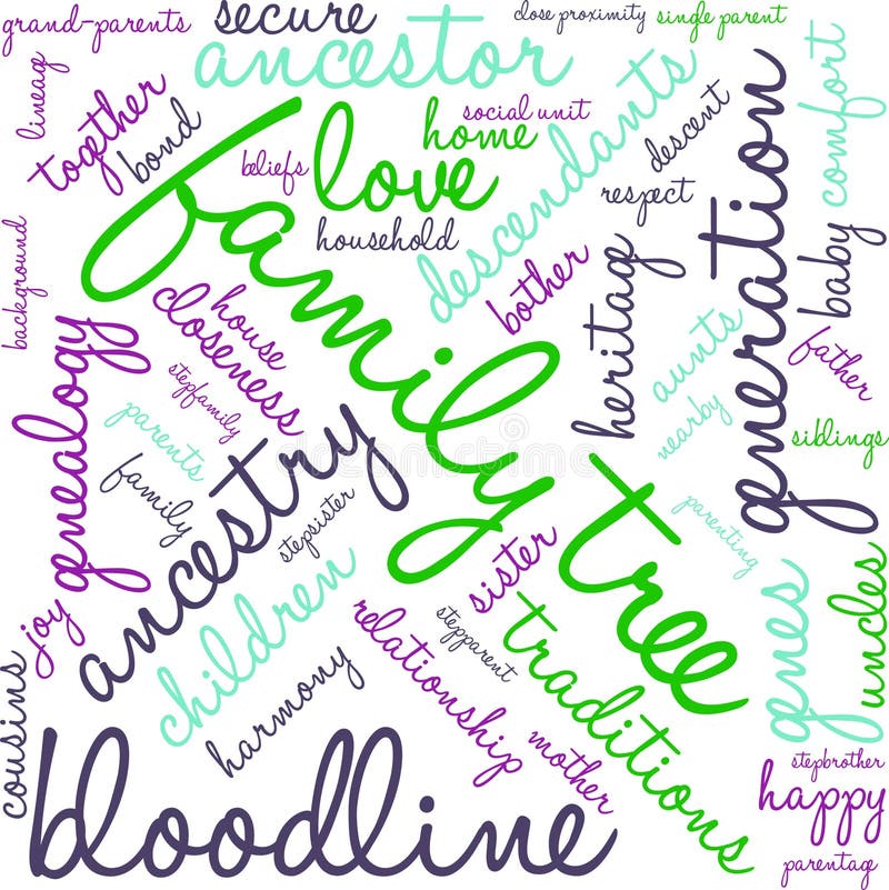 Family Tree Word Cloud stock vector. Illustration of bother - 108492106