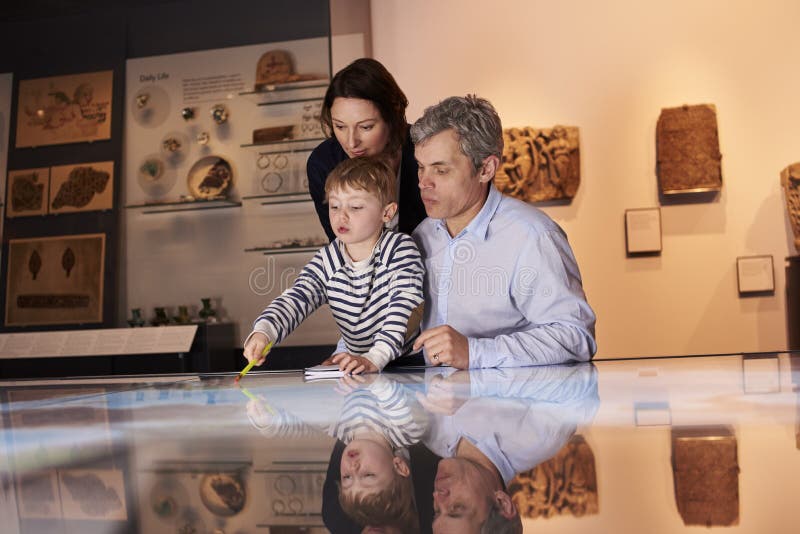 Positive Father and Daughter Regarding Paintings in Museum Stock Image ...