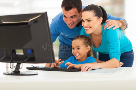 Family using computer stock photo. Image of girl, home - 31071104