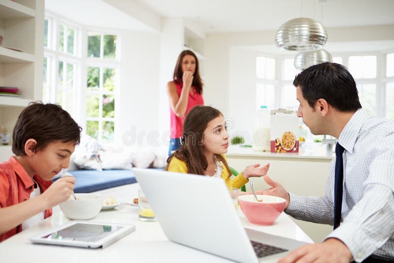 Family Using Digital Devices Having Argument Stock Image - Image of ...