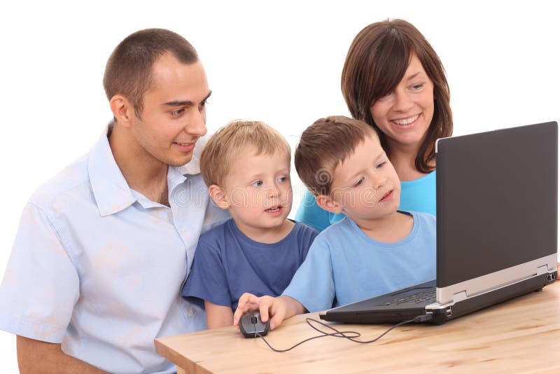 Family using laptop stock image. Image of education, learn - 3158755
